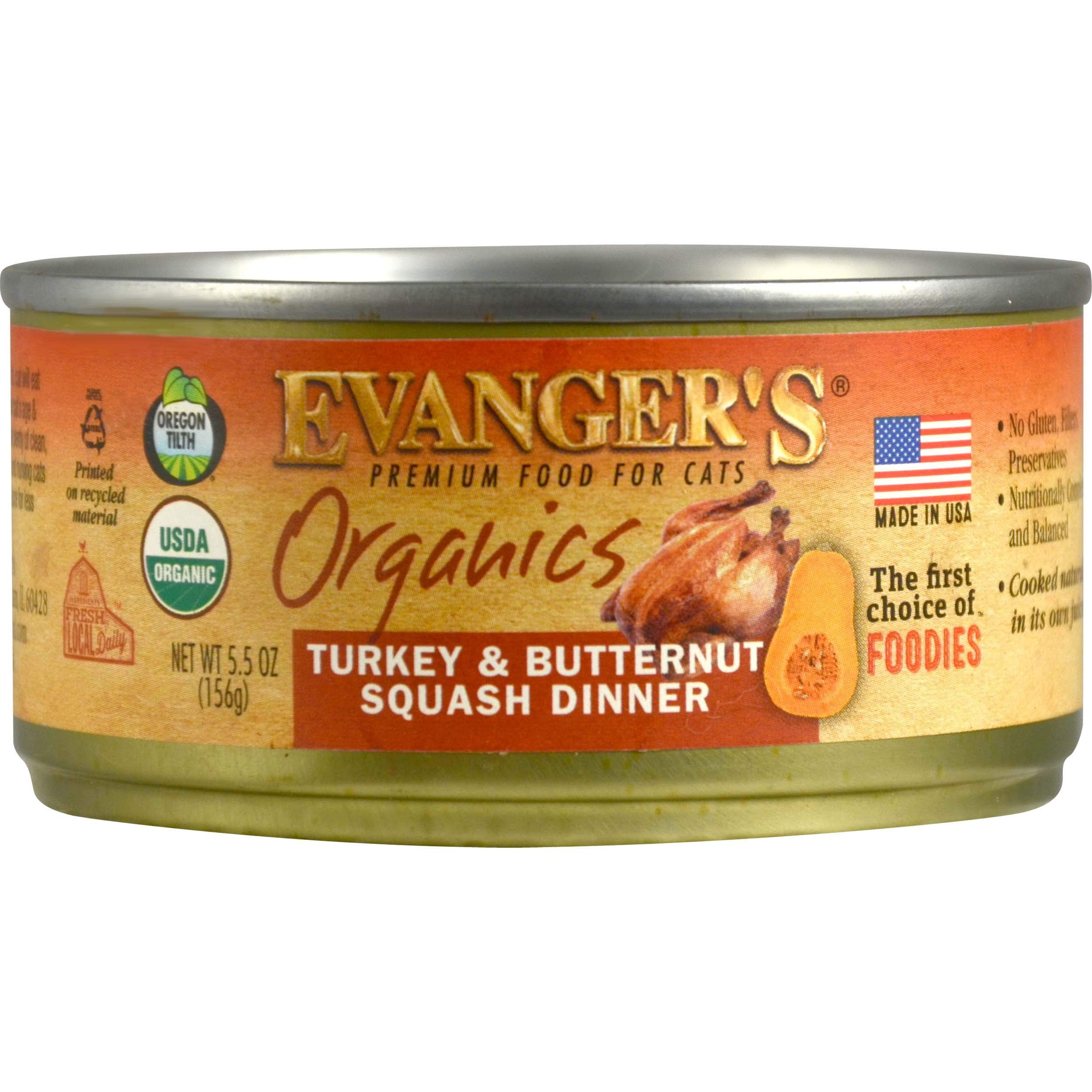 Evanger's Organics Turkey & Butternut HYZ01 Squash Dinner for Cats- 24 ...