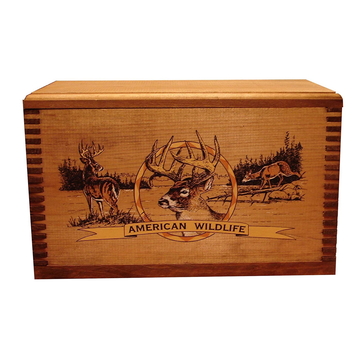 Evans Sports Deer TC19-82 Wood Ammo box with Finger-Joint Construction ...