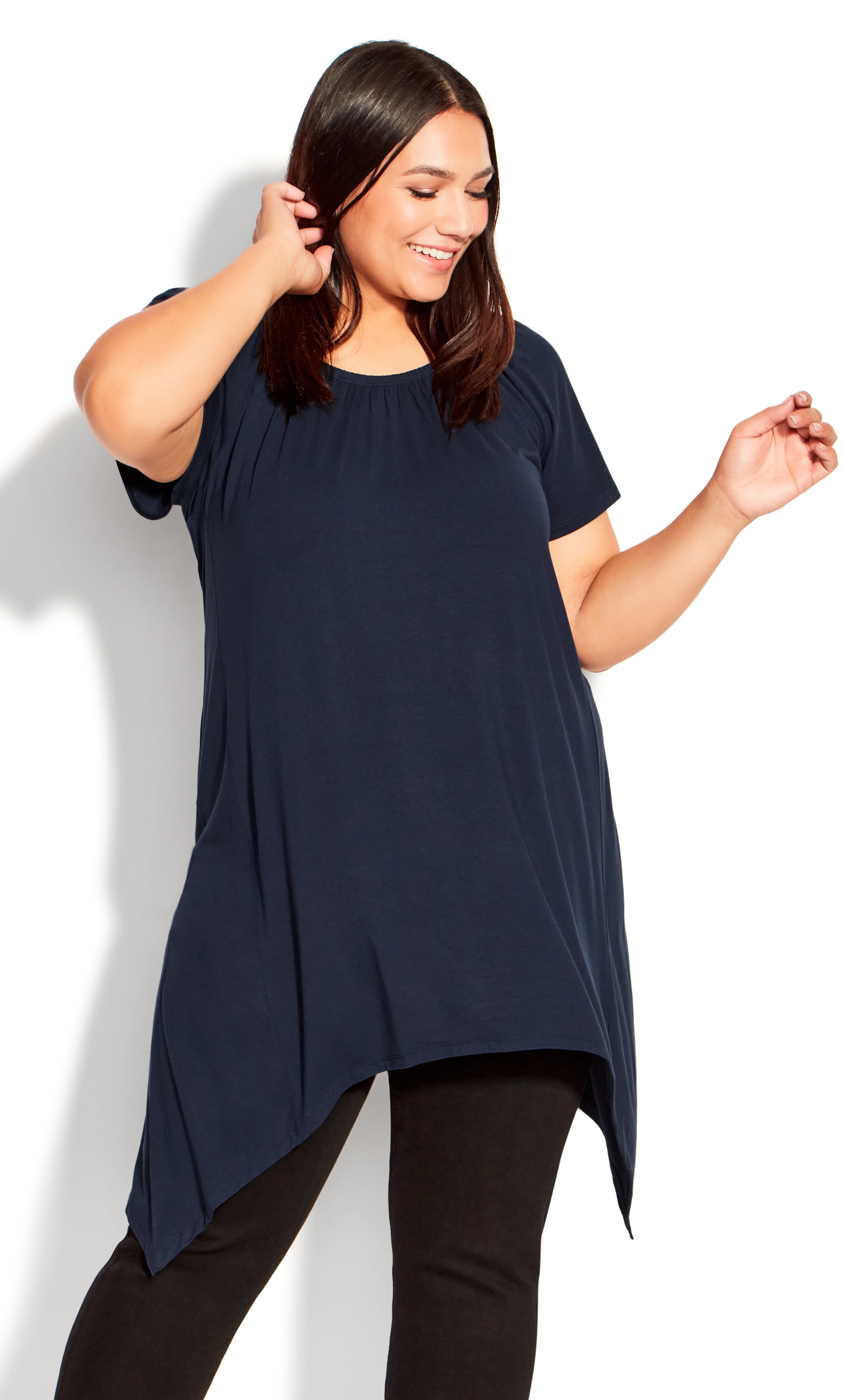 Evans Women's Plus Size Hanky Hem Plain Tunic Top - Walmart.com
