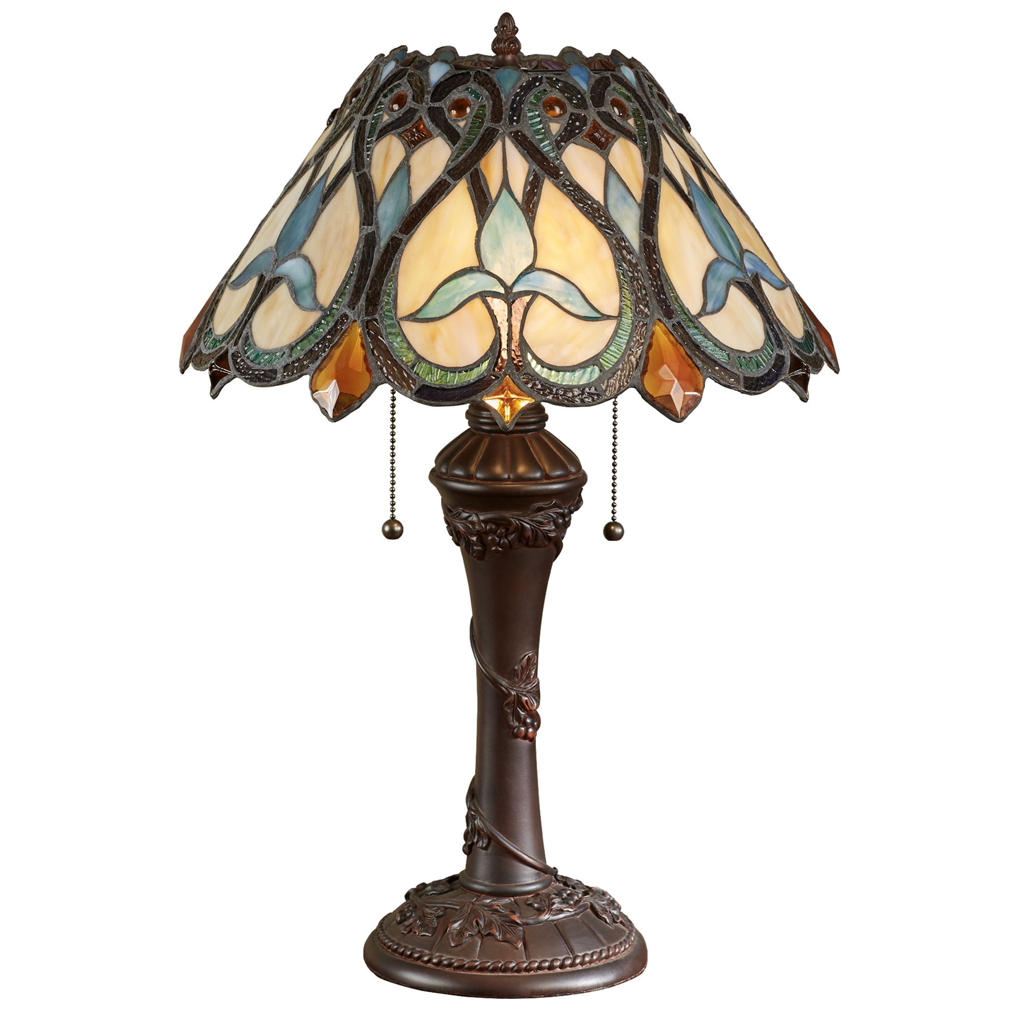 Evanthe Handcrafted Stained Glass Table Lamp - Fleur De Lis, Tiffany ...