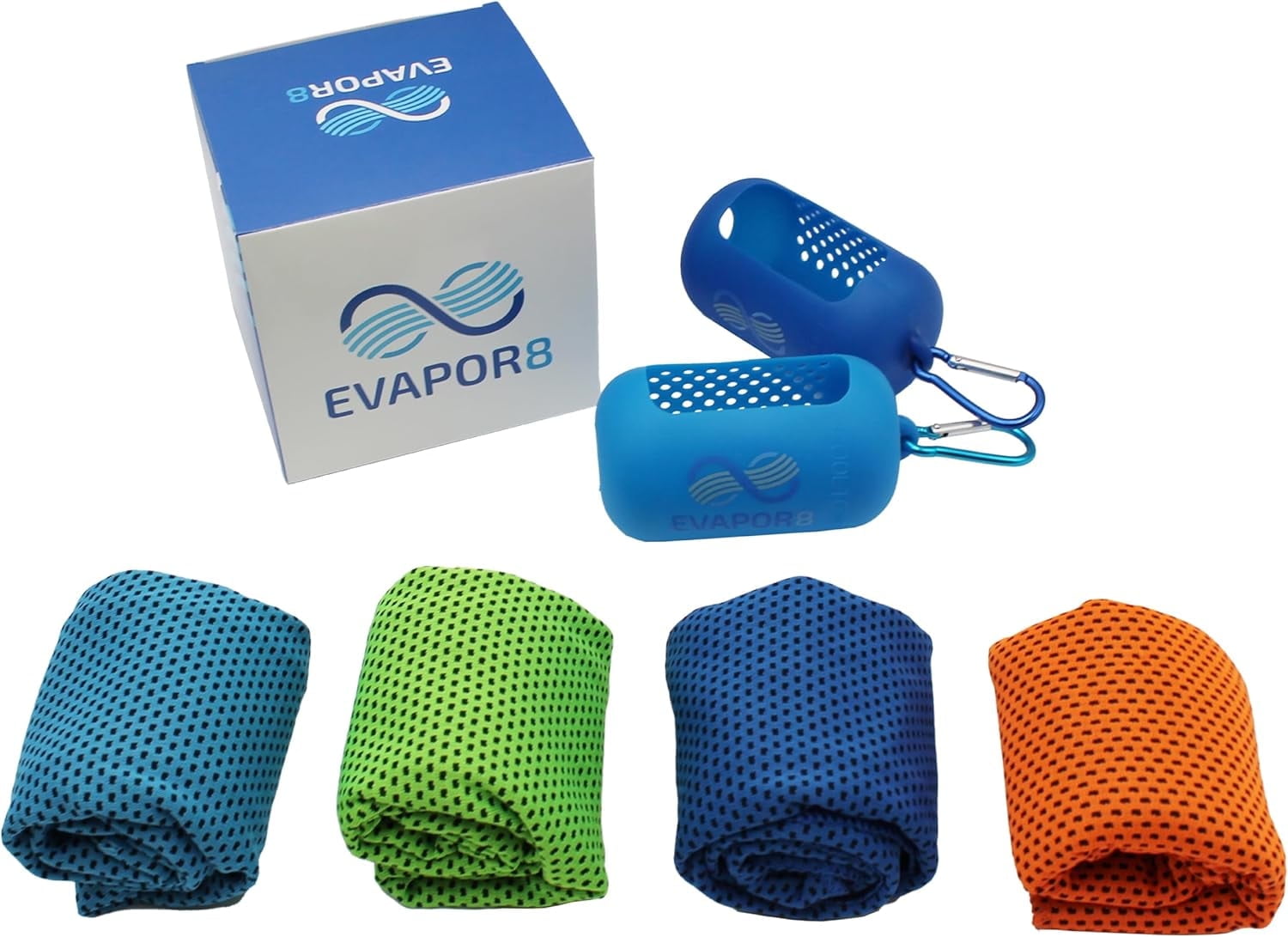 Evapor8 Cooling Towel, Set of 4 (40"x12"), Instant Heat Relief Sweat ...