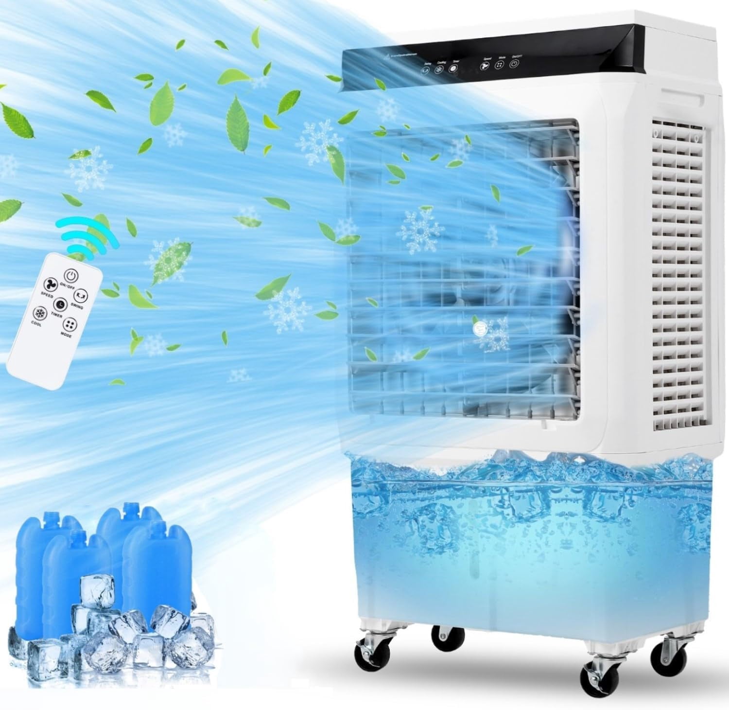 Evaporative Air Cooler, 1800 CFM Swamp Cooler with Remote Control, 8.4 ...