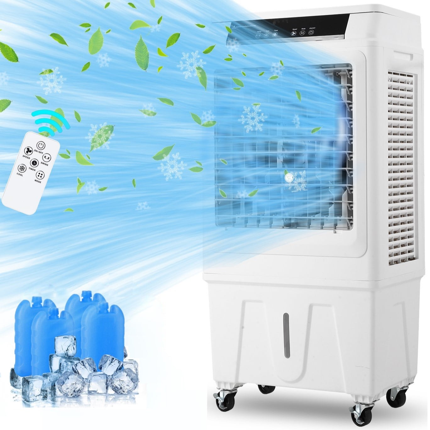 Evaporative Air Cooler, 3000CFM Swamp Cooler with Remote Control and ...