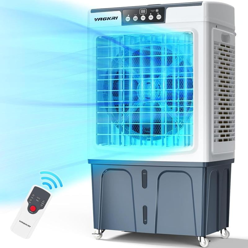 Evaporative Air Cooler, VAGKRI 2200CFM Swamp Cooler, 120°Oscillation ...