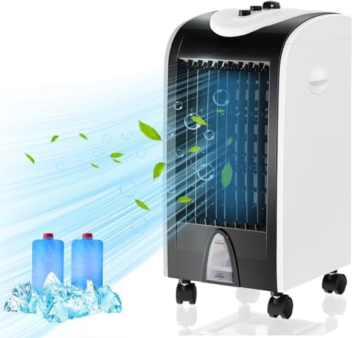 Evaporative Air Cooler, Windowless Swamp Cooler Fan & Humidifier with 3 ...