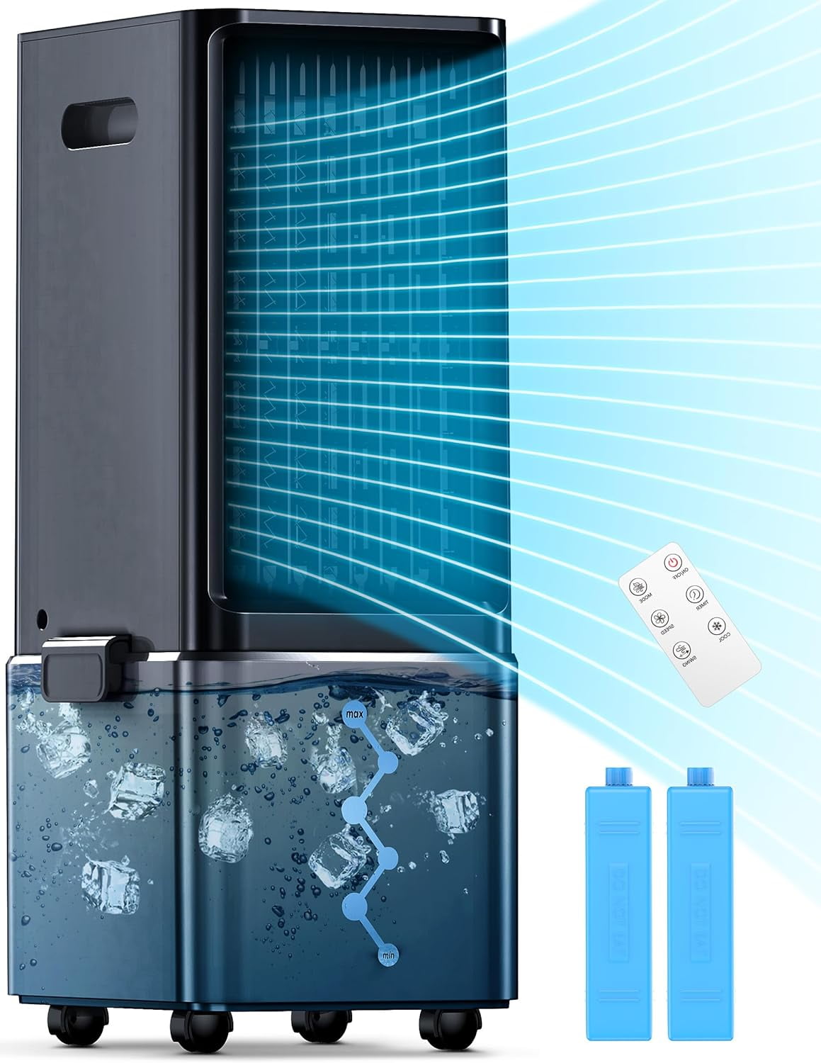 Evaporative Cooler, 3-IN-1 Windowless Swamp Cooler w/ 4 Mode & 3 Speed ...