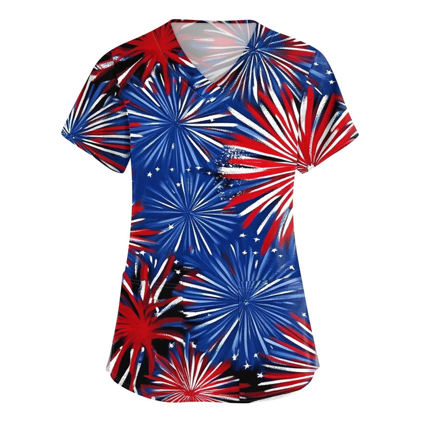 Evdexr 4th Of July Scrubs Blouses for Women Stars and Stripes Patriotic ...