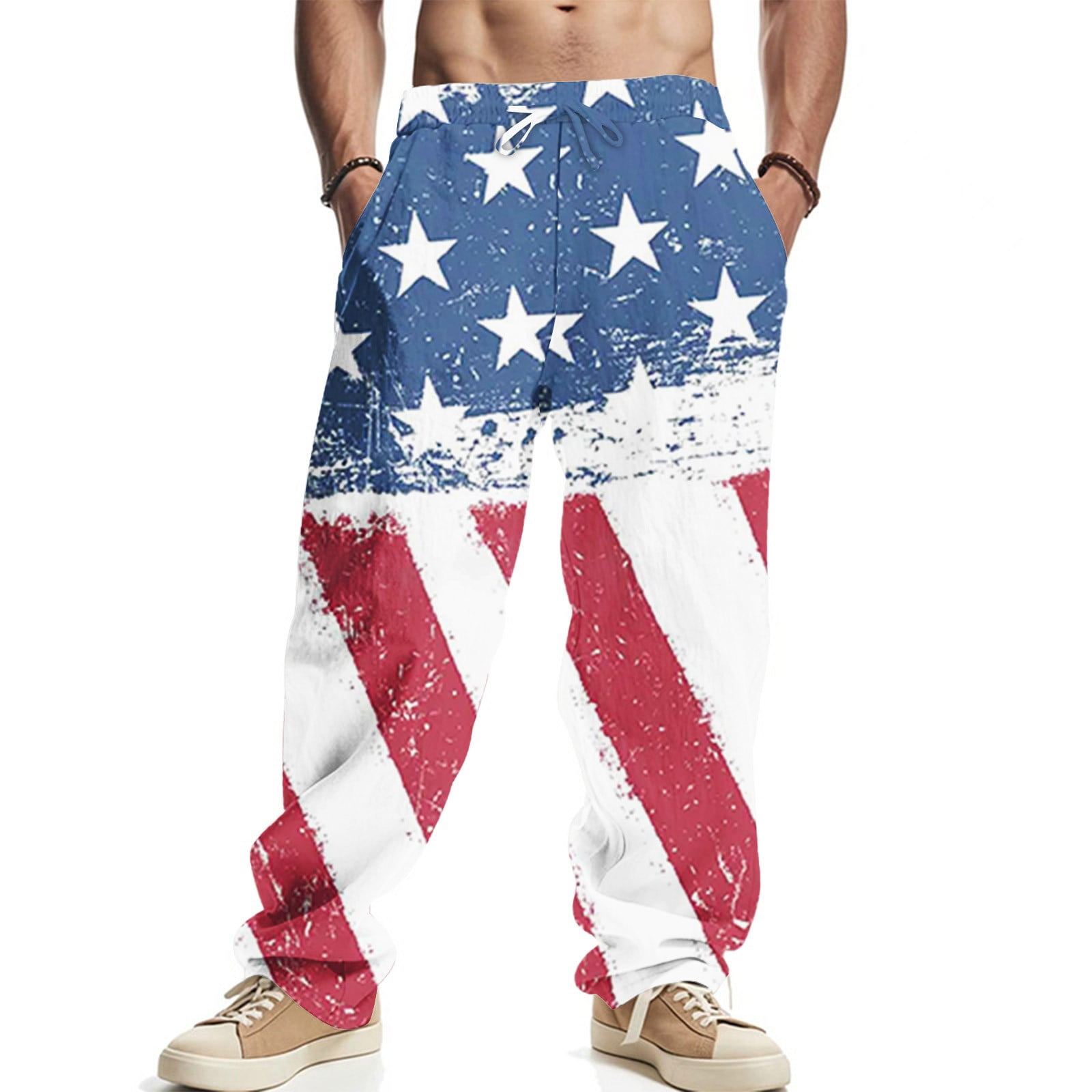 Evdexr American Flag Pants for Men Striped Star Graphic Adjustable ...