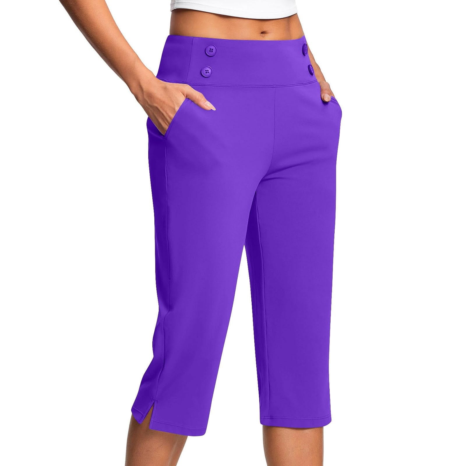 Evdexr Athletic Capri Leggings Womens Dressy Loose Golf Slacks Crop ...