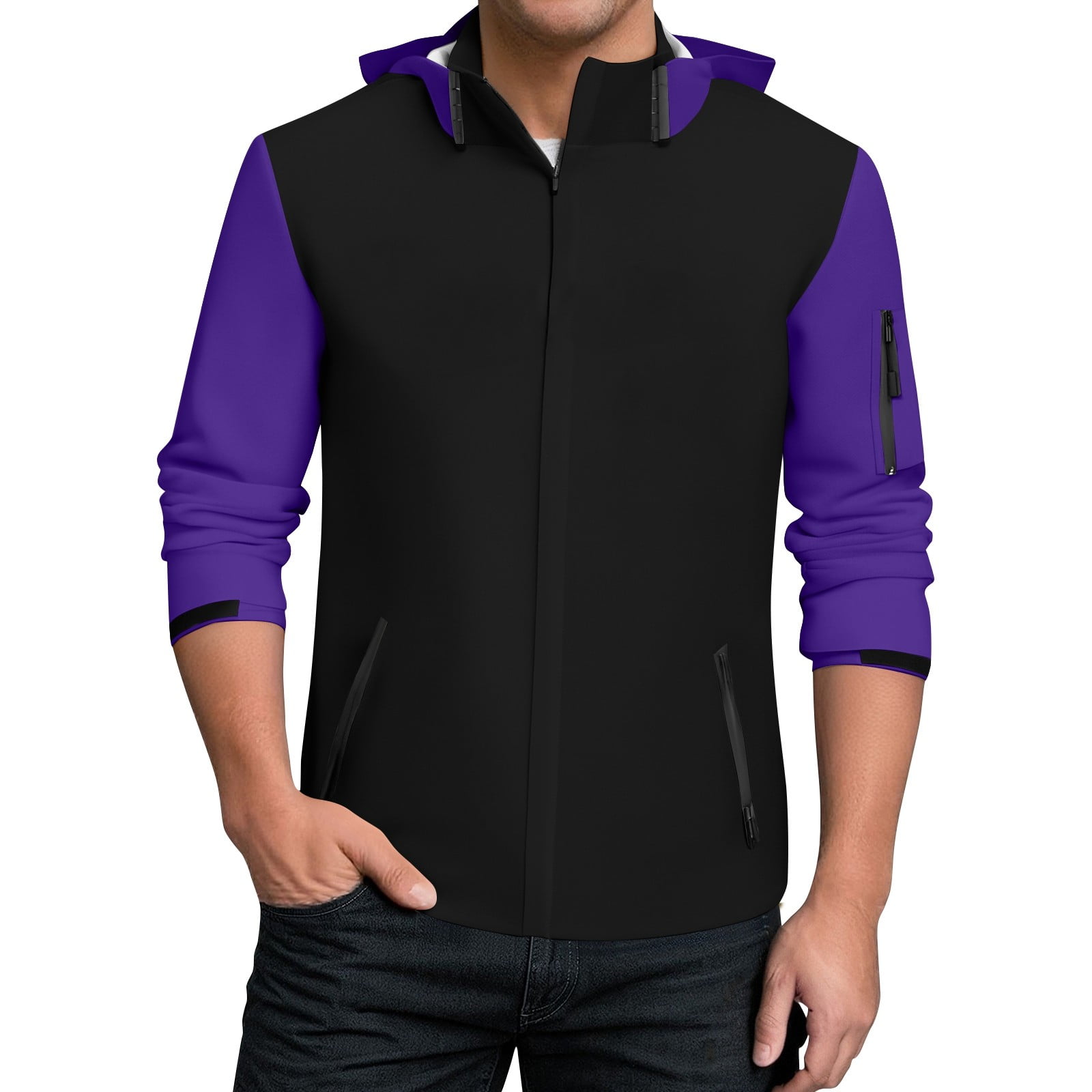 Evdexr Big and Tall Jackets Mens Zip Up Raincoat Drawstring Ralgan Long ...