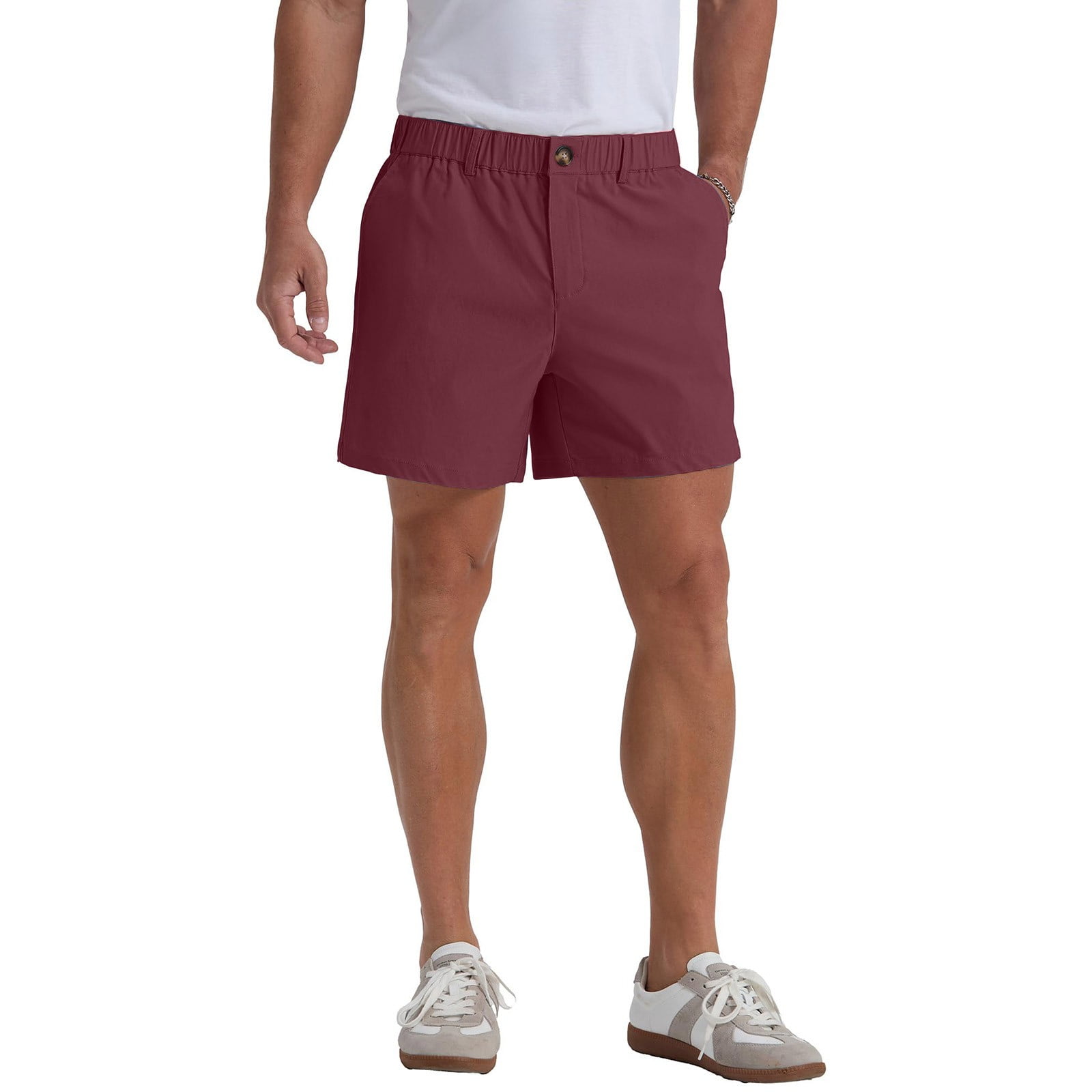 Evdexr Casual Men's Cargo Shorts Elastic Waistband Stretch Solid Shorts ...