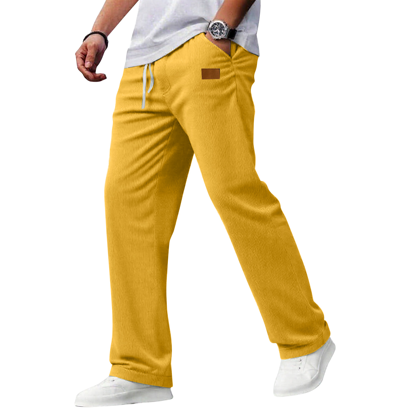 Evdexr Corduroy Pants for Men Big and Tall Trousers Drawstring Straight ...