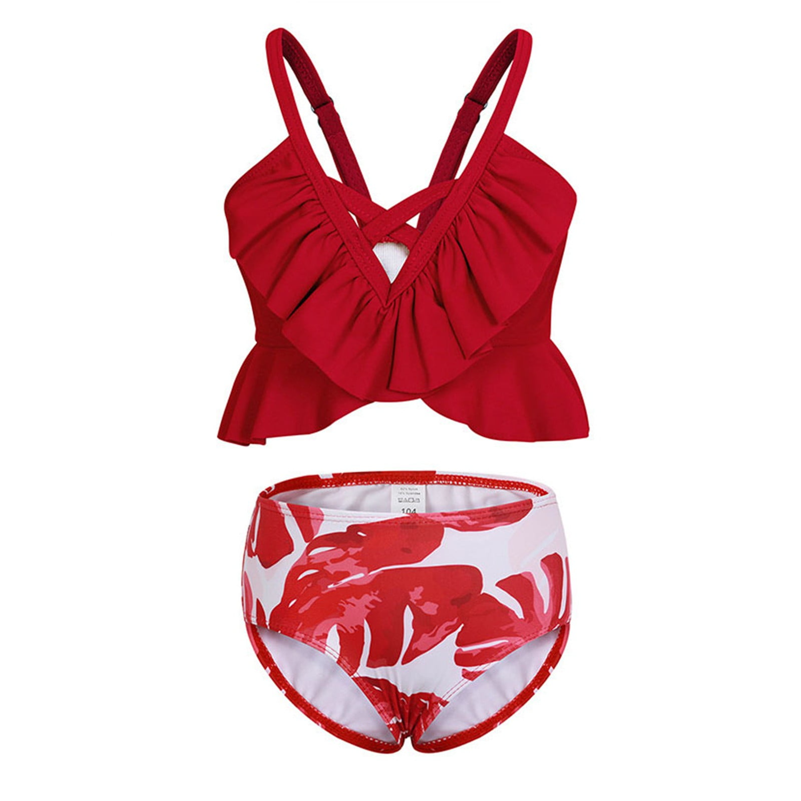 Evdexr Girls Ruffle Bikini Swimsuits Two Piece High Waisted Bathing ...