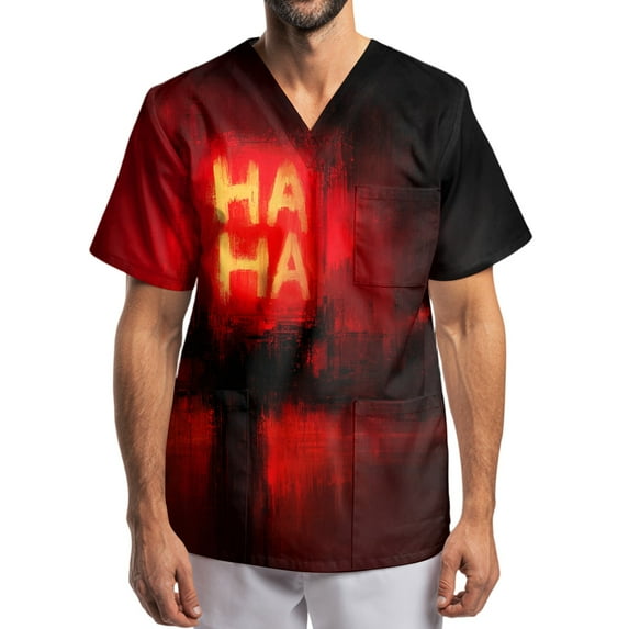 Evdexr Halloween Scrub Top Men Big and Tall Scrubs Top 2025 Skeleton ...