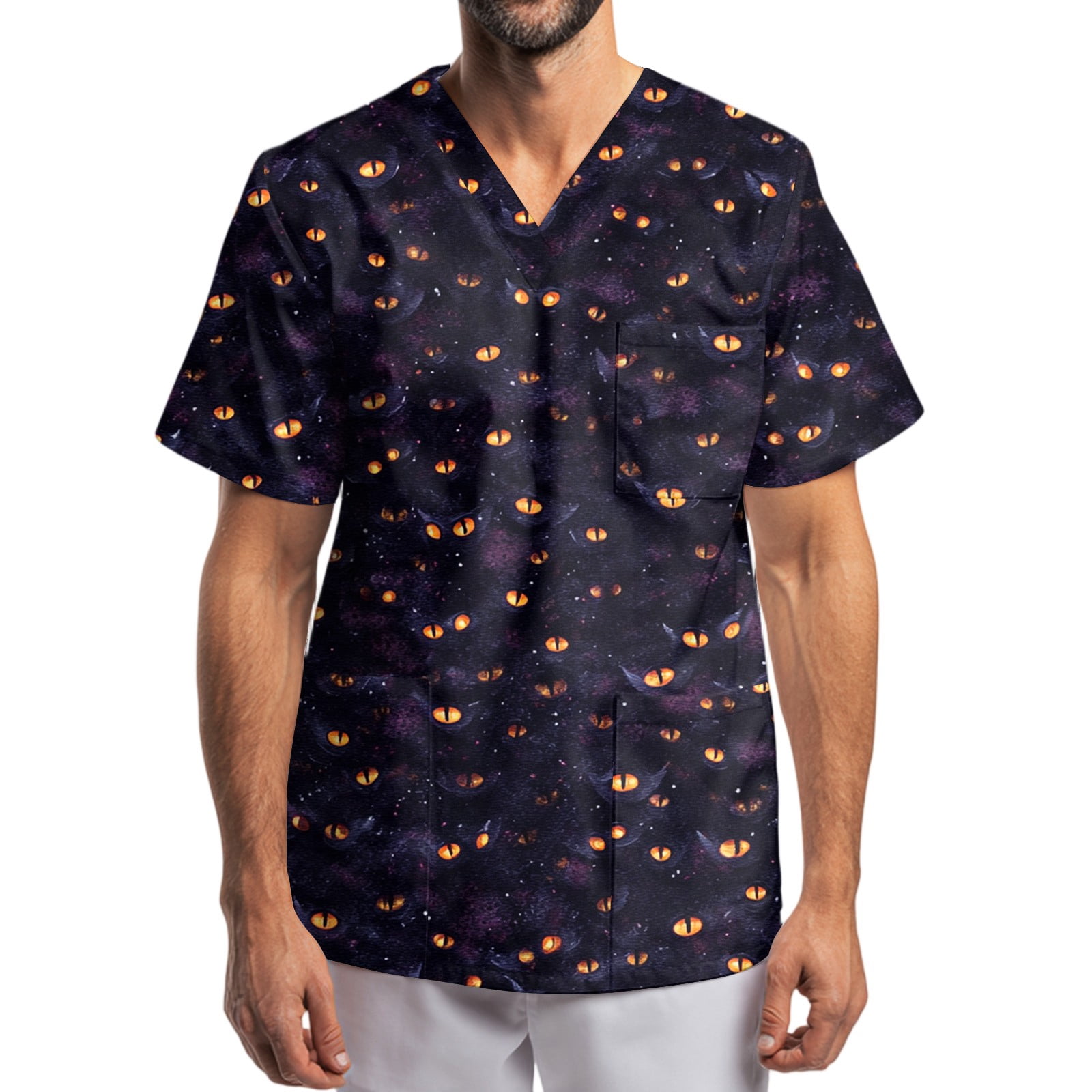 Evdexr Halloween Scrub Top Mens Big and Tall Medical Workwear 2025 ...