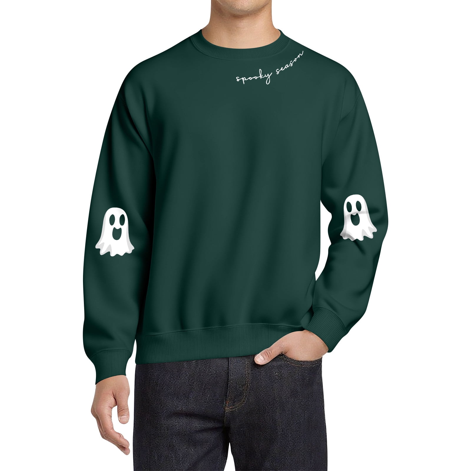 Evdexr Halloween Shirt for Men Ghost Graphic Sweatshirts Fall Solid ...