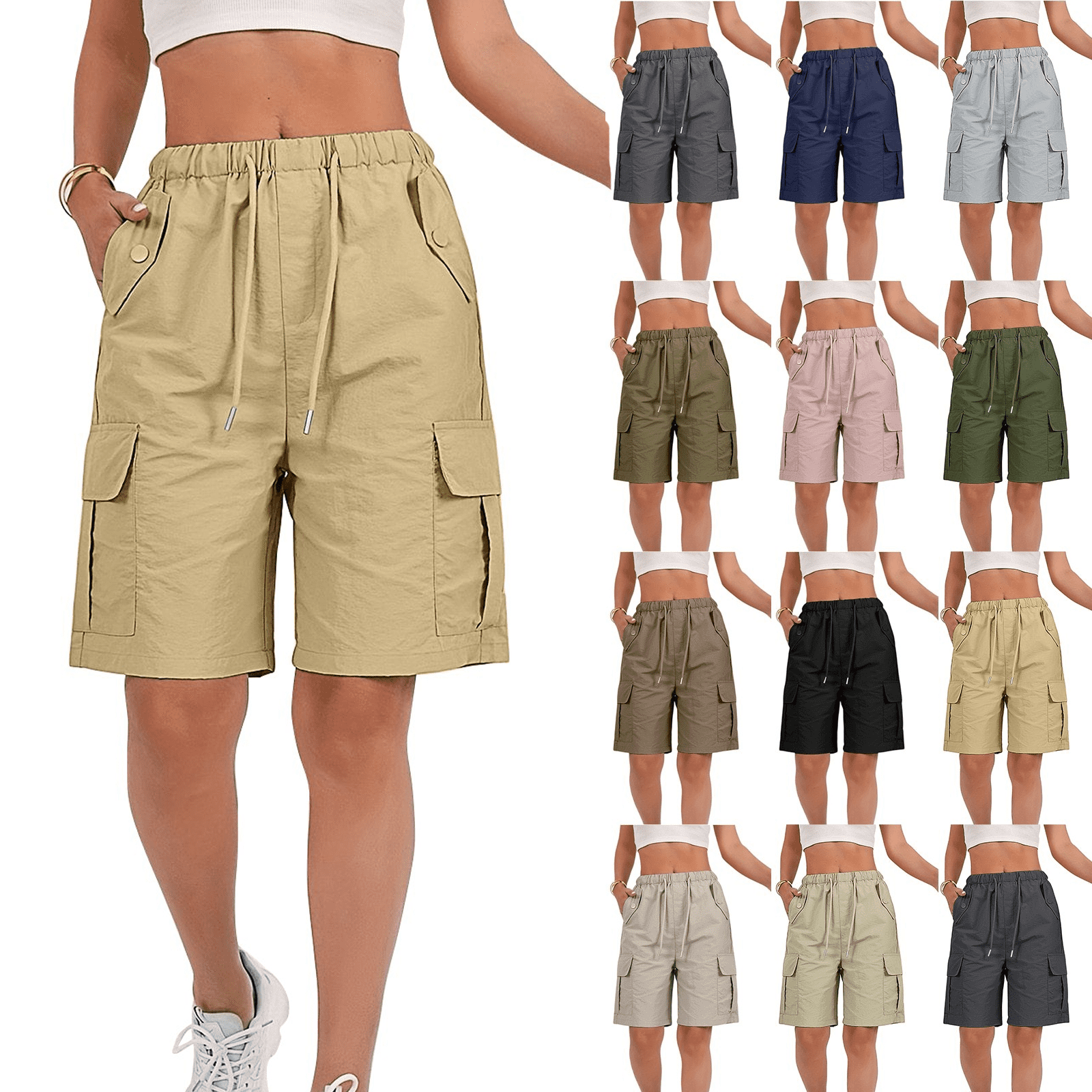 Evdexr Hiking Shorts for Girls Bermuda Cargo Golf Shorts Knee Length ...