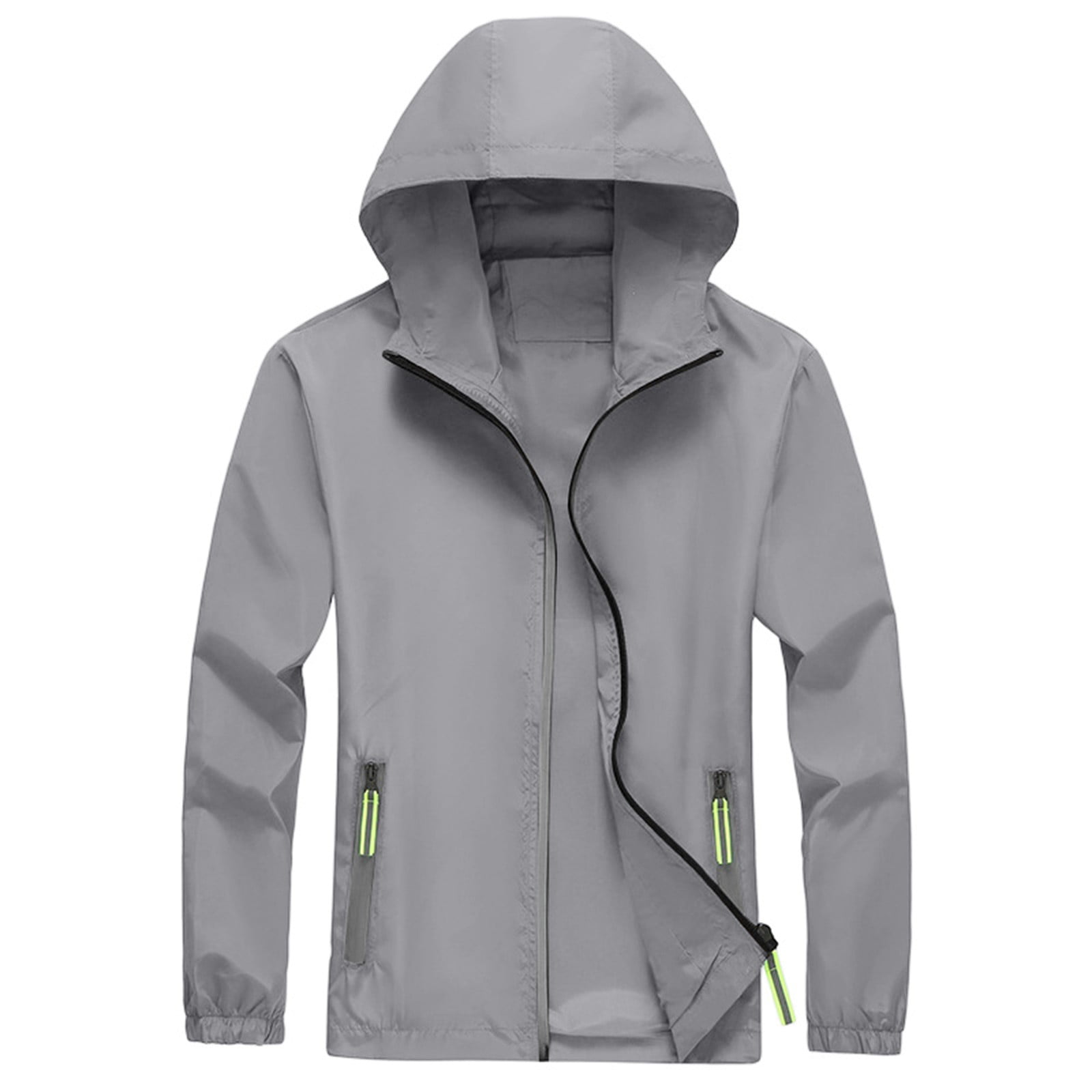 Evdexr Hooded Rain Jacket Men Zip Up Jacket Coat Lightweight Sun ...