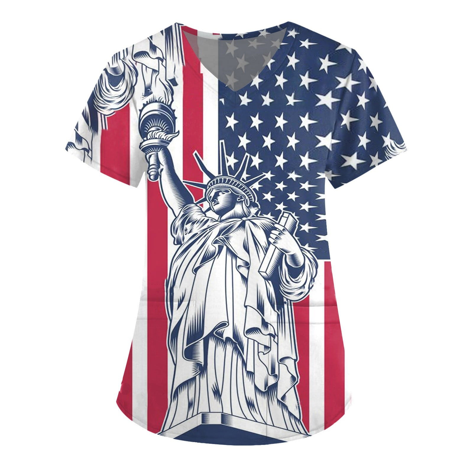Evdexr Independence Day Womens Blouses V Neck Casual Short Sleeve ...