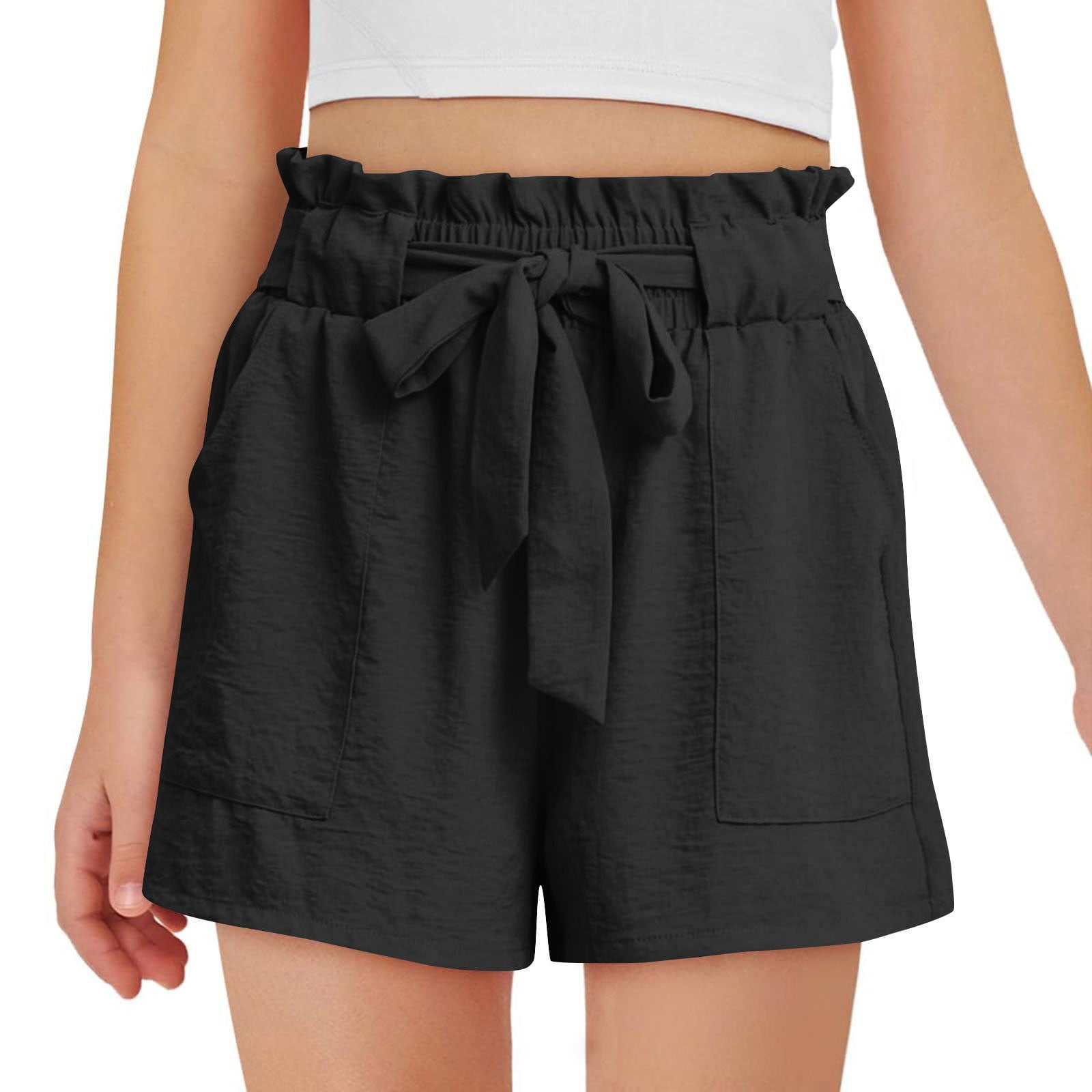 Evdexr Kids Linen Shorts Boys Girls Elastic High Waist Casual Wide Leg ...