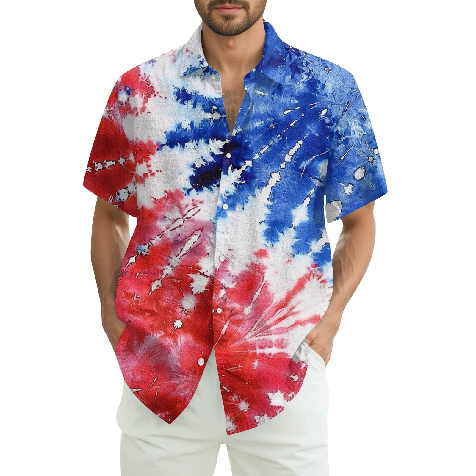 Evdexr Memorial Day T Shirts for Men Red White and Blue Short Sleeve ...
