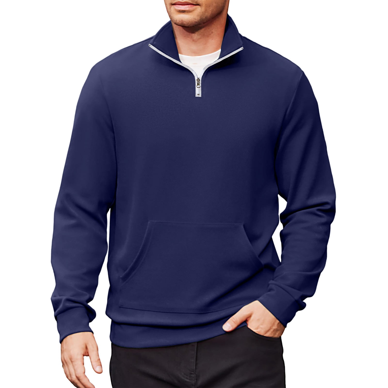 Evdexr Men's Mock Neck Sweatshirt Quarter Zip Pullover Fall Polo Stand ...