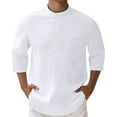 Evdexr Mens 3/4 Sleeve T Shirts Linen Henley Tops Casual Button Down Big and Tall Hippie Shirt ...