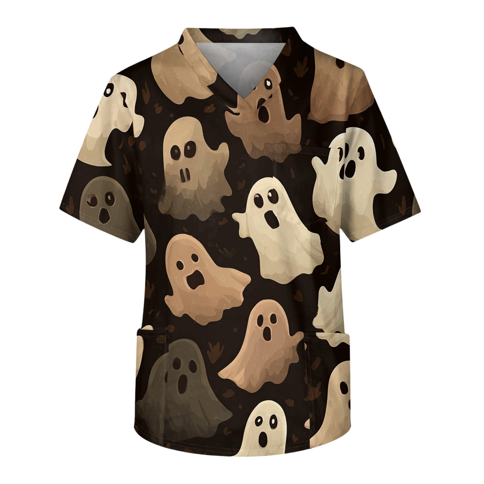 Evdexr Mens Halloween Scrubs Tops Plus Size Medical Uniform 2025 Castle ...