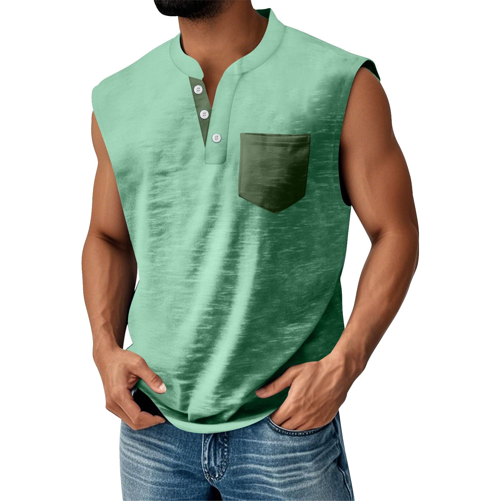 Evdexr Mens Henley Mokaloha Tank Tops Sleeveless Beach Muscle Tees ...