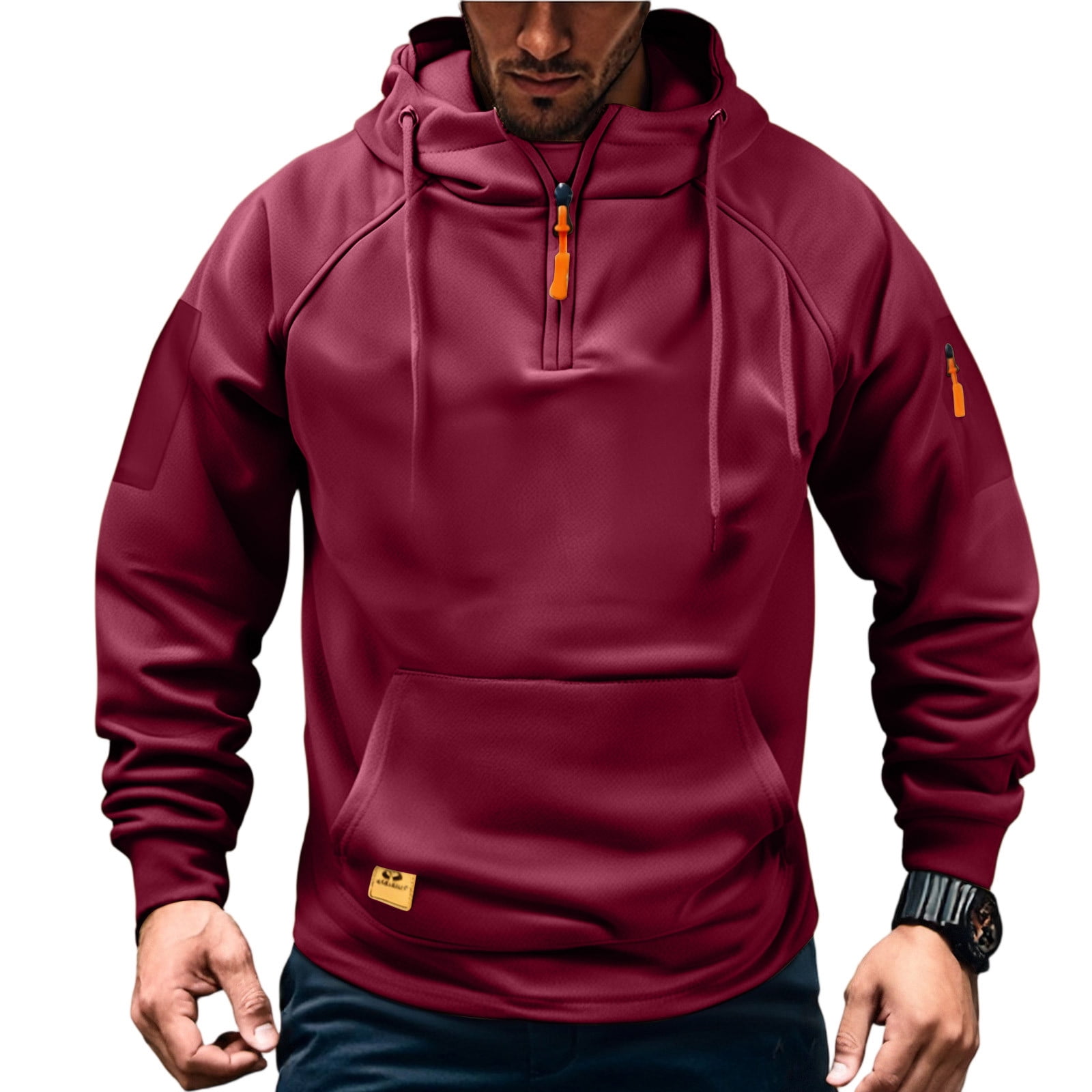 Evdexr Mens Quarter Zip Hoodies Tactical Pullover Kangaroo Pocket ...