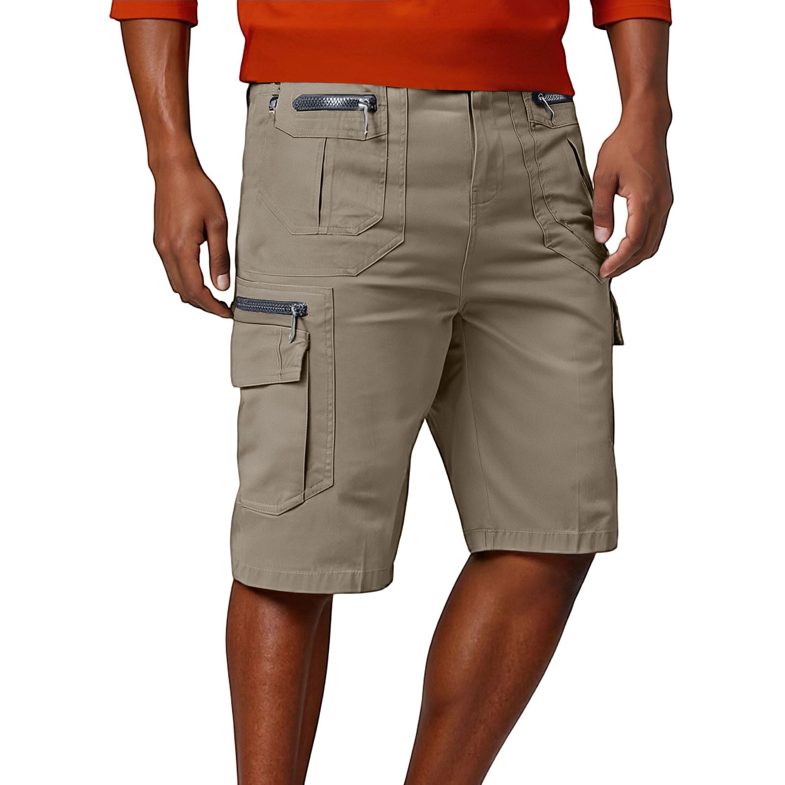 Evdexr Mens Tactical Shorts Below Knee Cargo Capri Shorts Zipper Plus ...