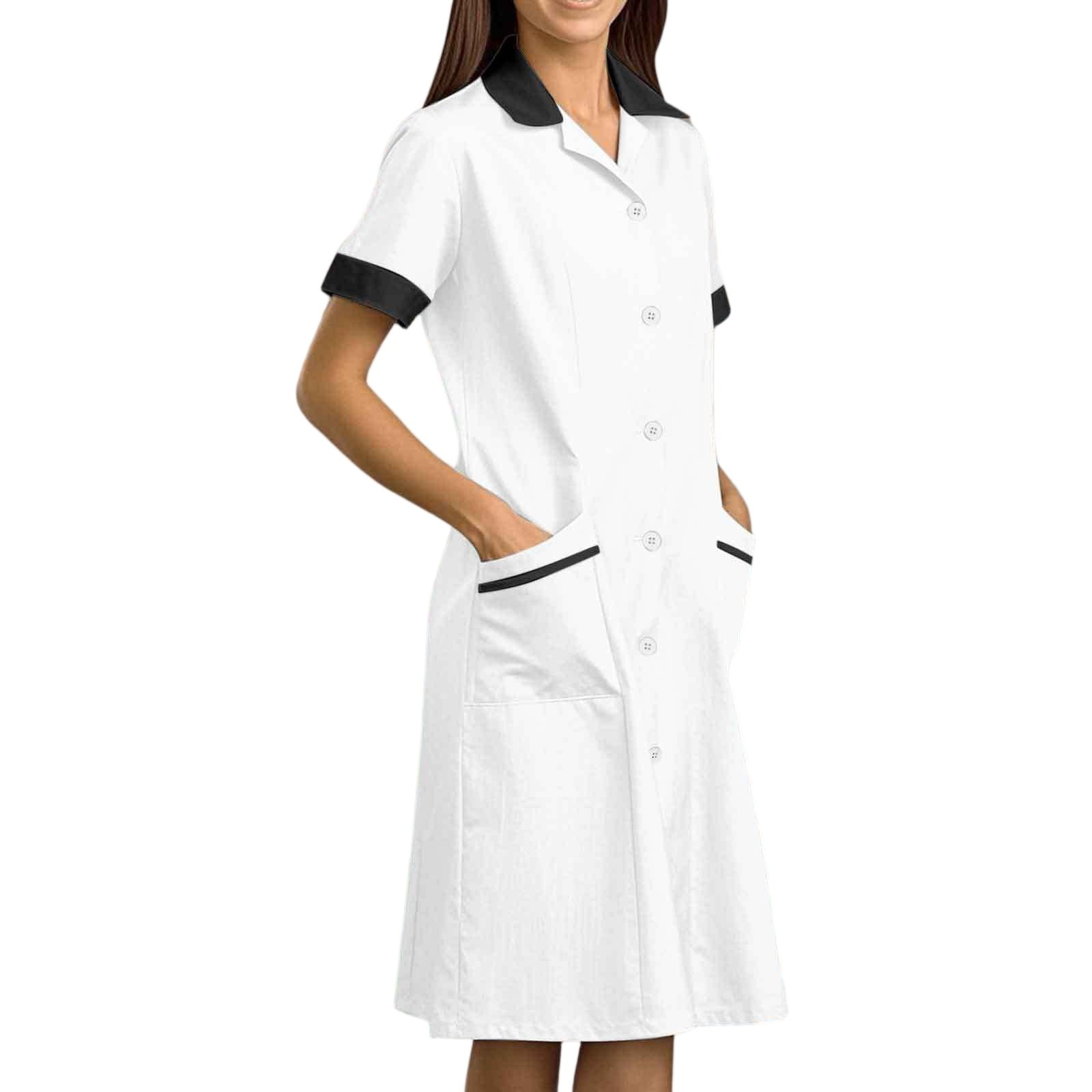 Evdexr Nurses Dress Uniforms Women Trendy Splicing Midi Colour Block ...