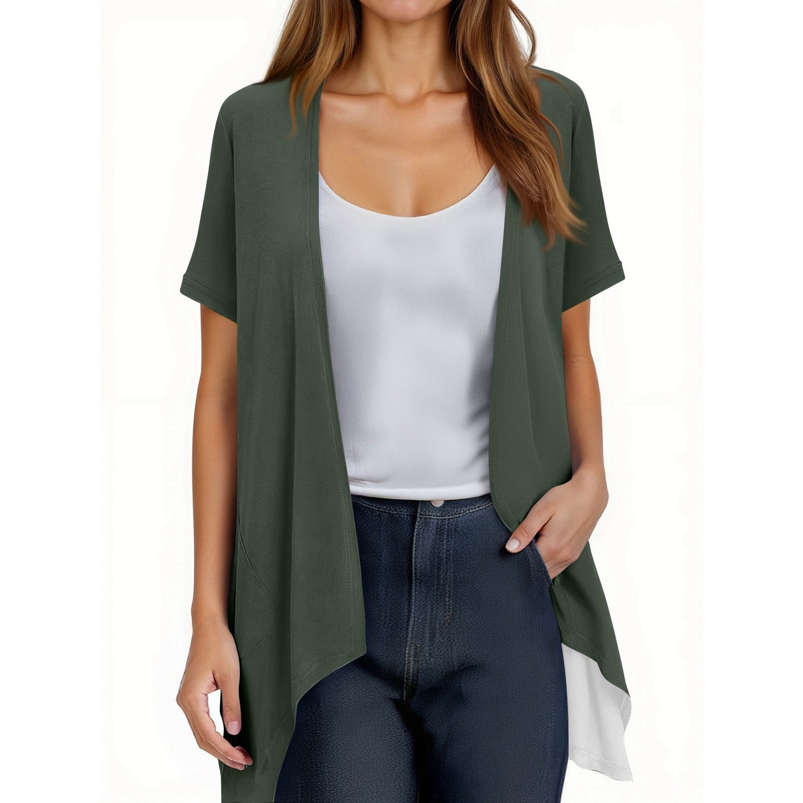 Evdexr Open Front Cardigans for Juniors Lightweight Long Short Sleeve ...