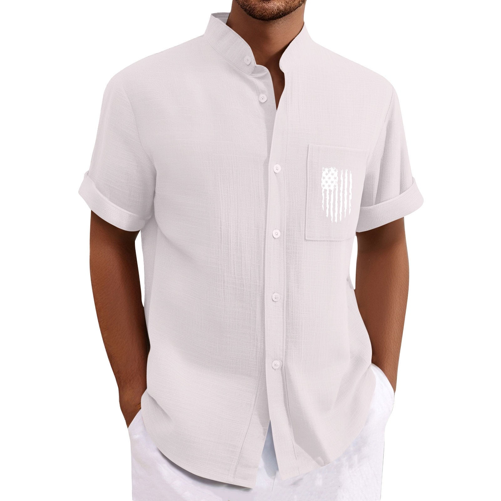 Evdexr Patriotic Mens Shirts 1776 Henley Short Sleeve Casual Button ...