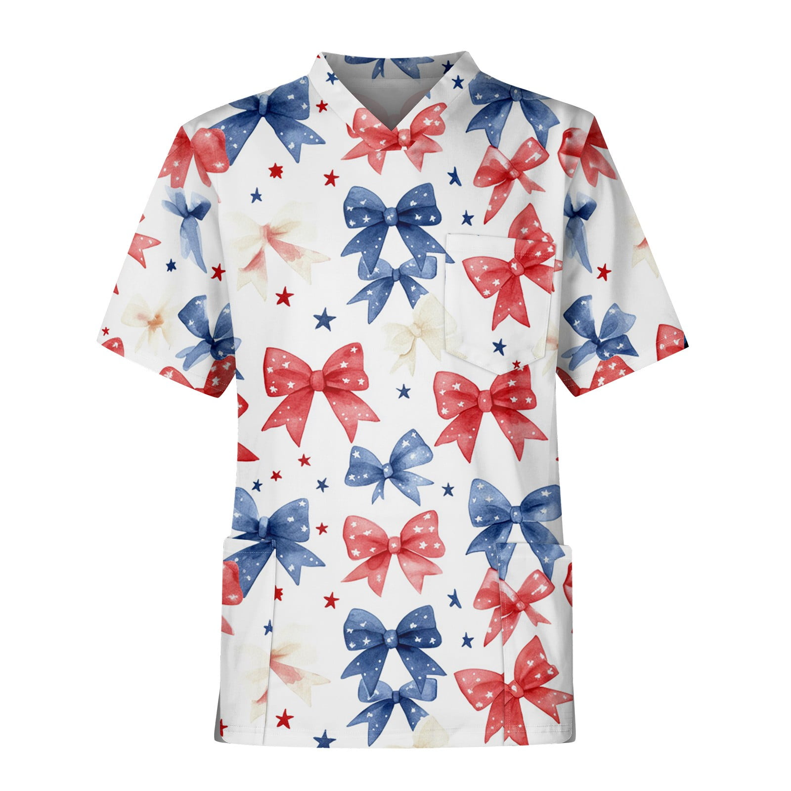 Evdexr Patriotic Tees Men Short Sleeve 2025 V Neck Usa Flag Medical ...