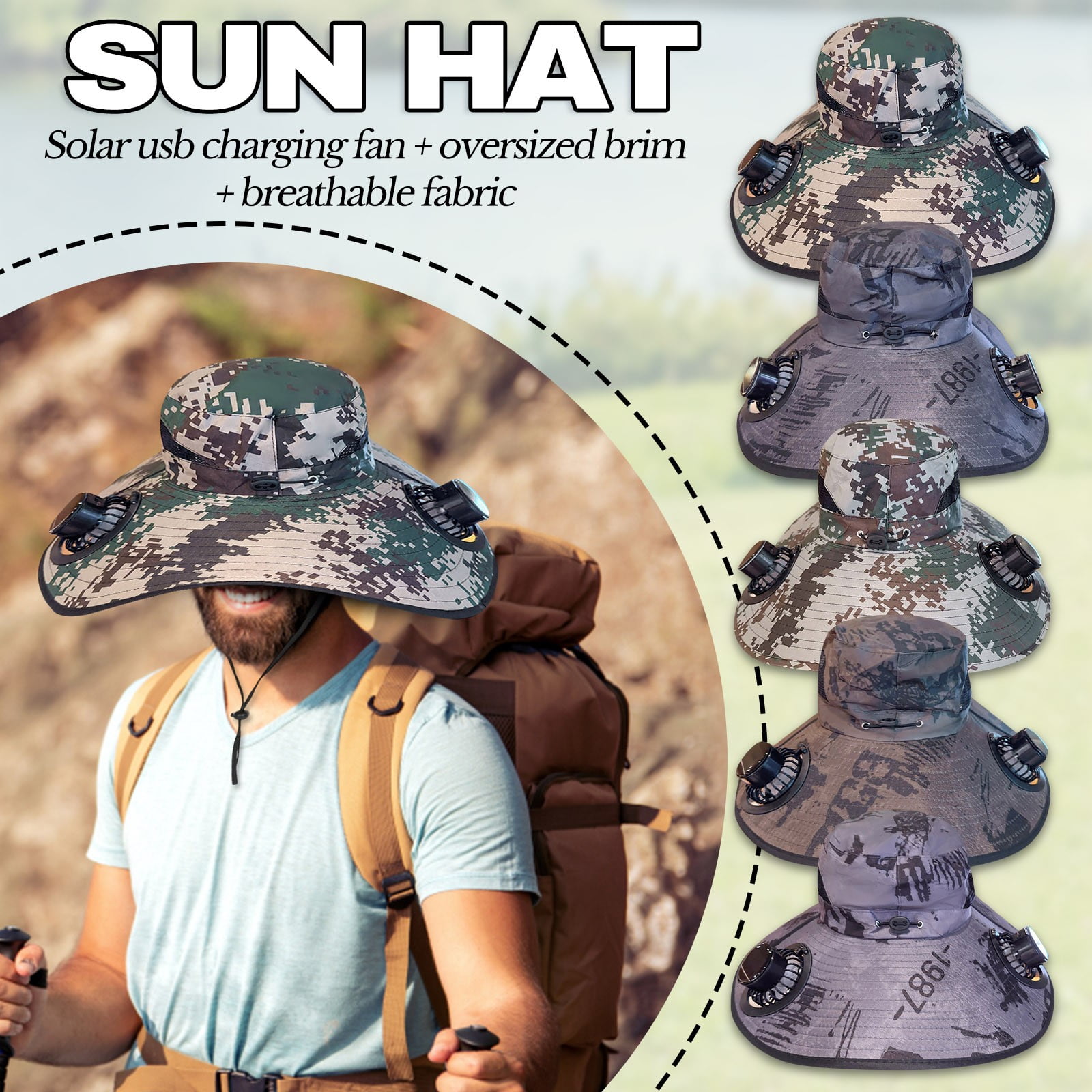 Evdexr Solar Powered FanHat, Solar Fan Hat with Fans Solar Power ...