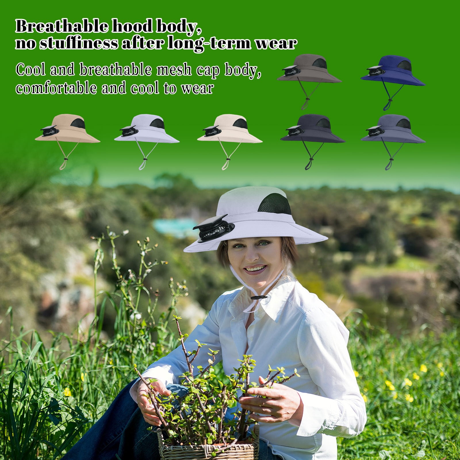 Evdexr Solar Powered FanHat, Solar Fan Hat with Fans Solar Power ...
