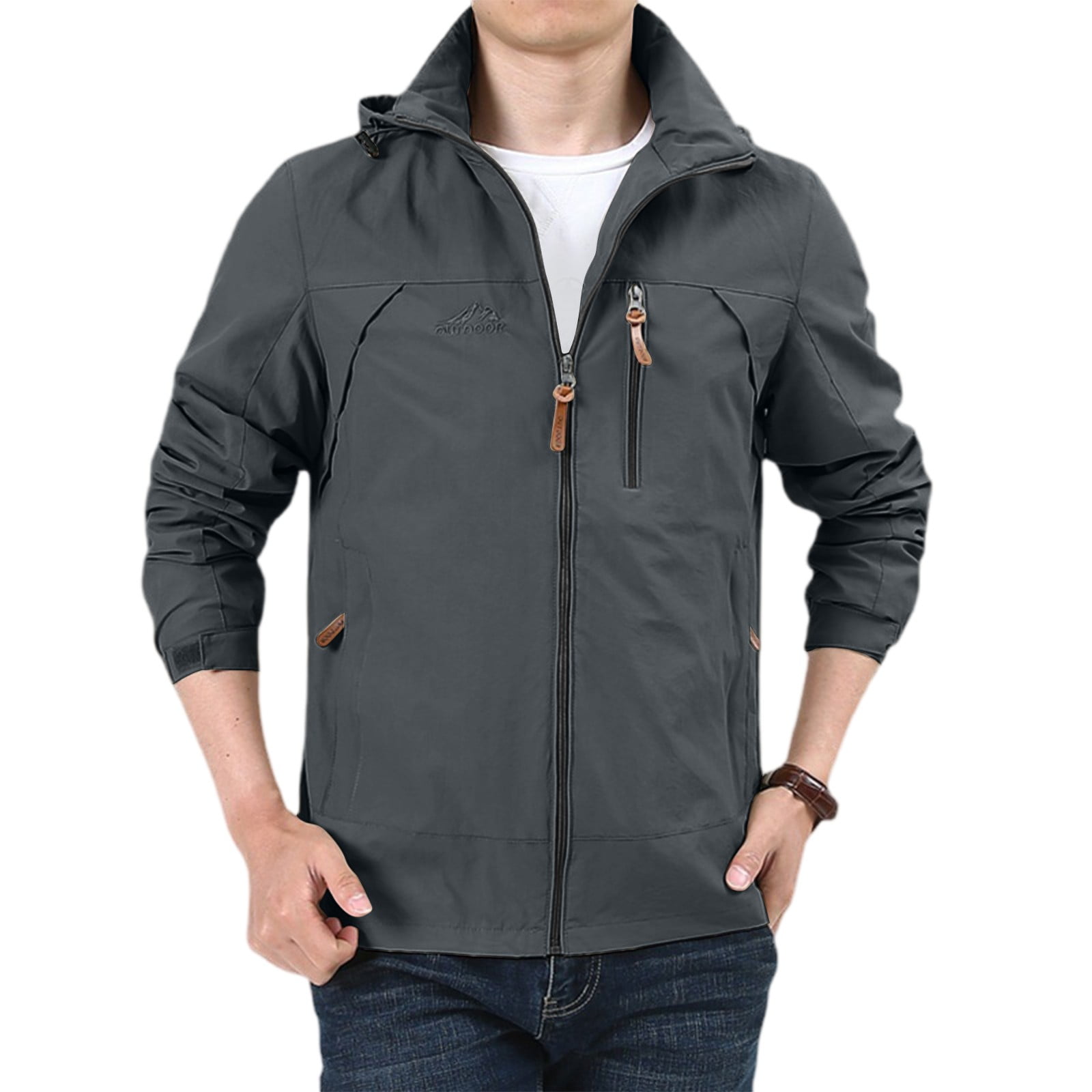 Evdexr Summer Lightweight Jackets Men Sun Protection Rain Coats Hooded ...