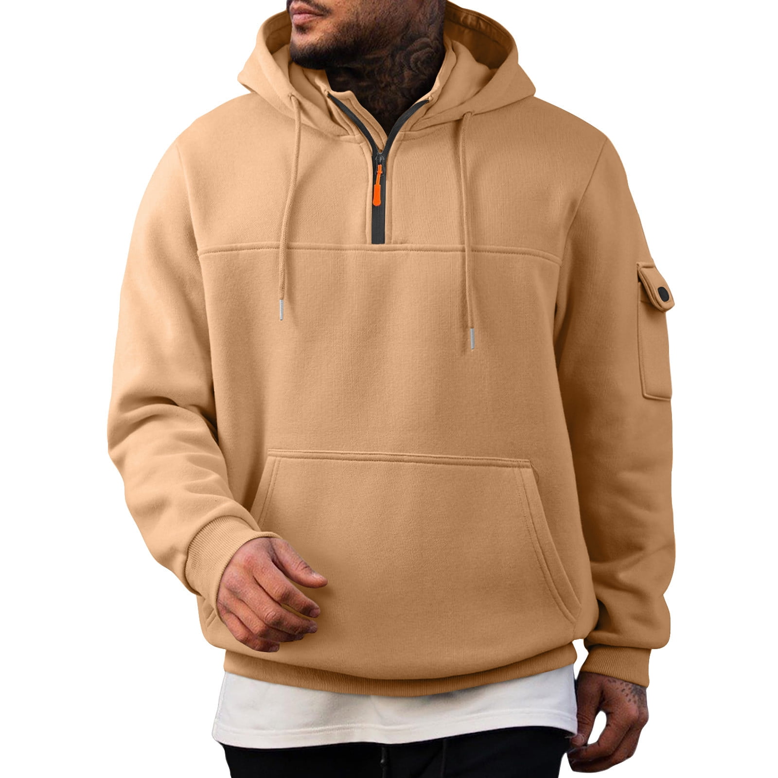 Evdexr Tactical Hoodies Mens Big and Tall Quarter Zip Pullover Fall ...