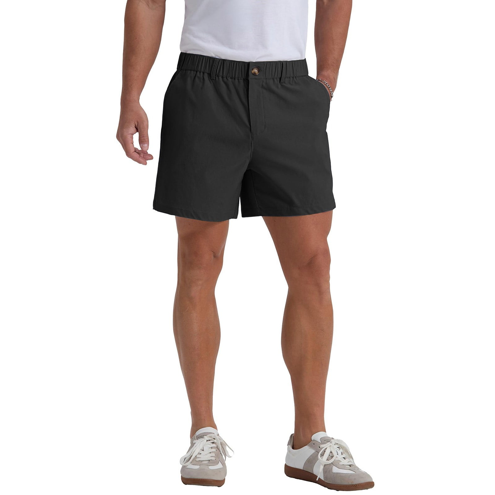 Evdexr Trendy Cargo Shorts for Men Elastic Waistband Slim Fit Solid ...