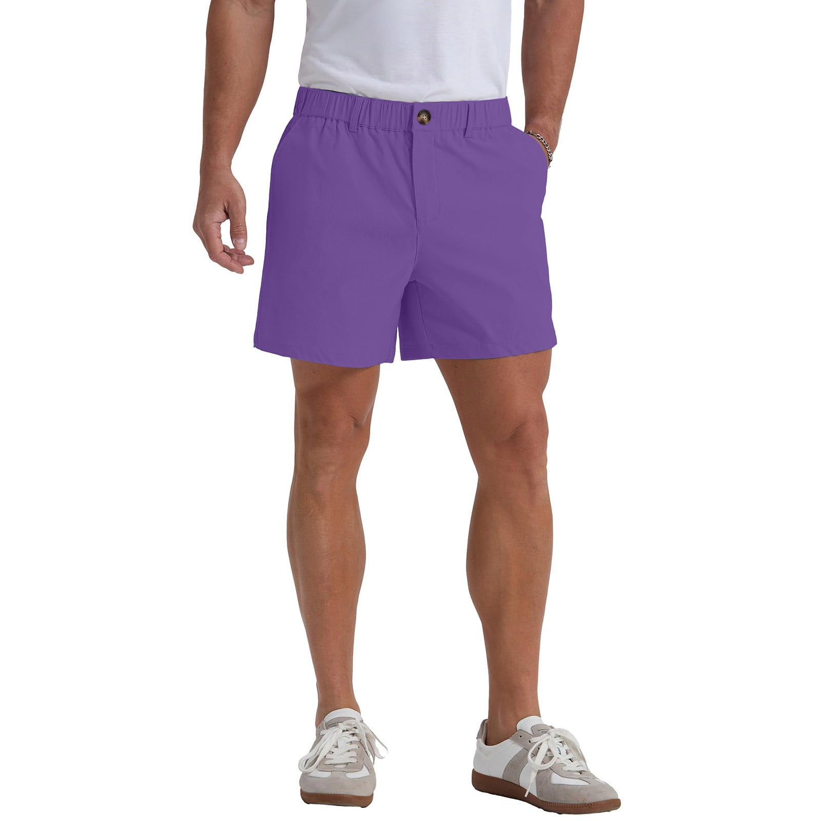 Evdexr Trendy Cargo Shorts for Men Elastic Waistband Stretch Solid ...