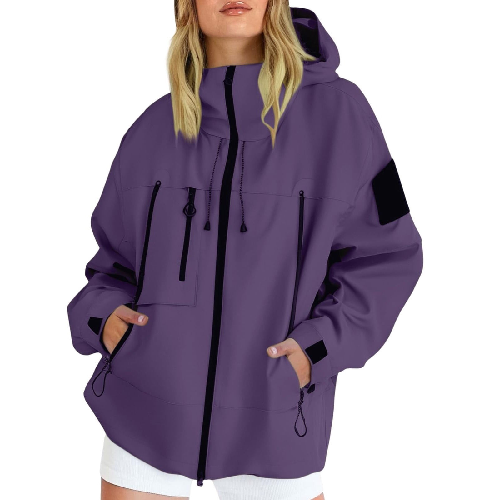 Evdexr Waterproof Rain Jacket Womens Lightweight Windbreaker Jacket Zip ...