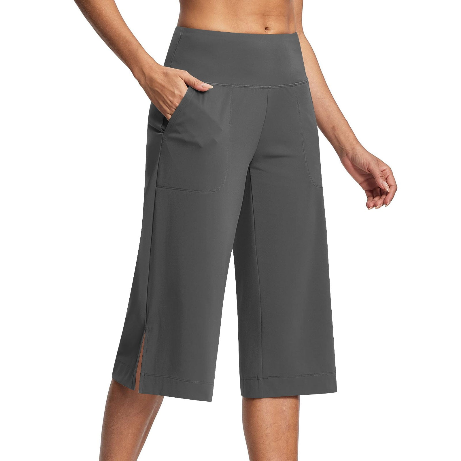 Evdexr Womens Wide Leg Capris Lounge Loose Yoga Cropped Pants Baggy ...