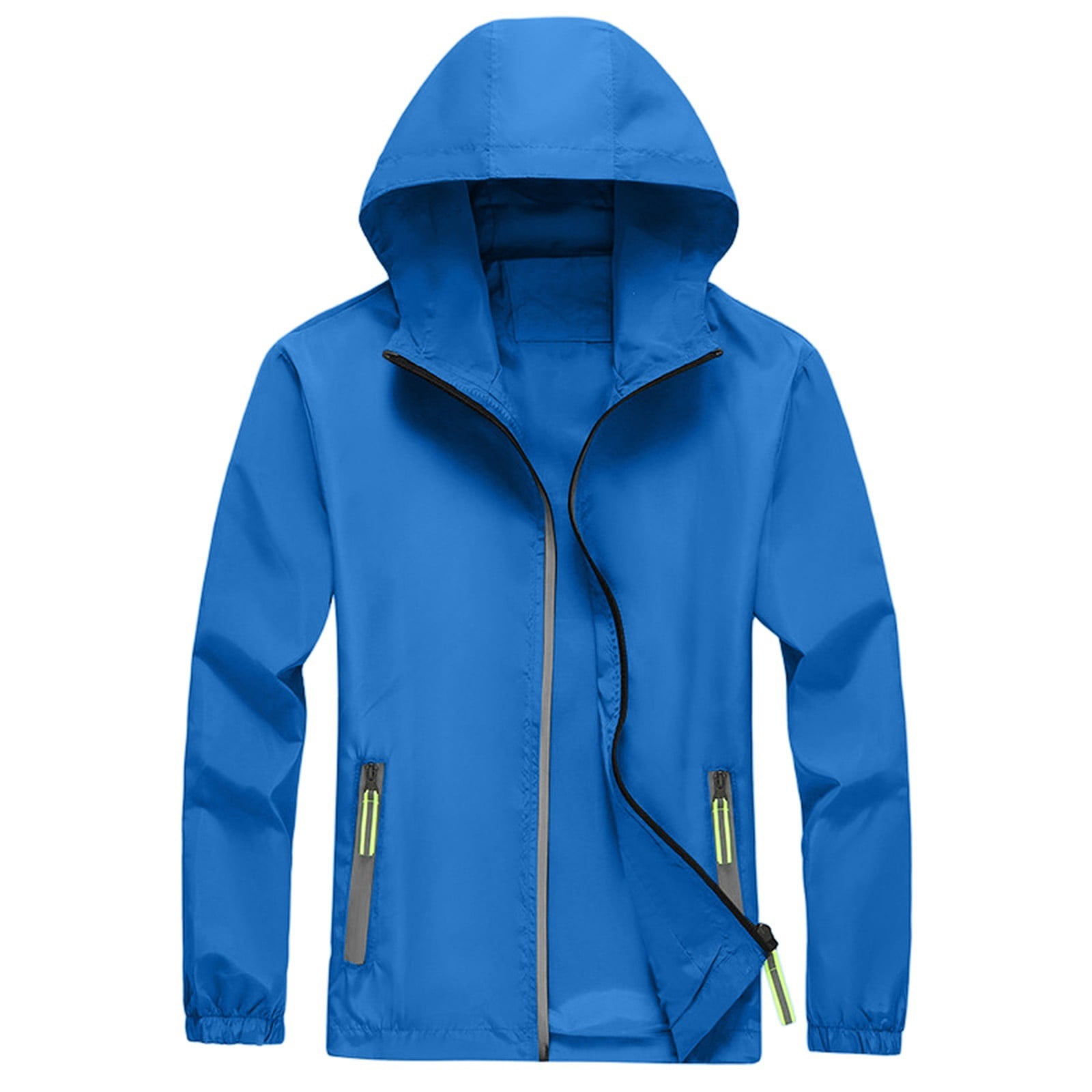 Evdexr Zip Up Rain Jacket for Men Hooded Raincoat Waterproof Long ...