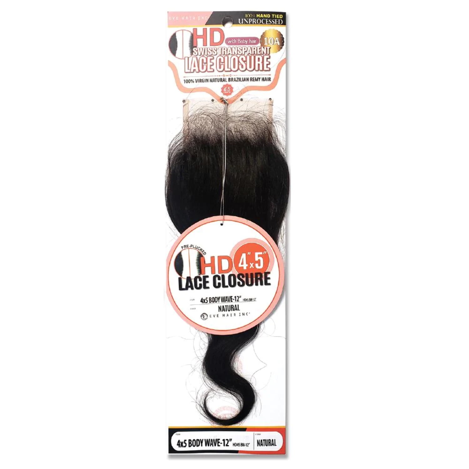 Eve Hair HD Swiss Transparent Lace Closure 4X5 Body Wave - Walmart.com