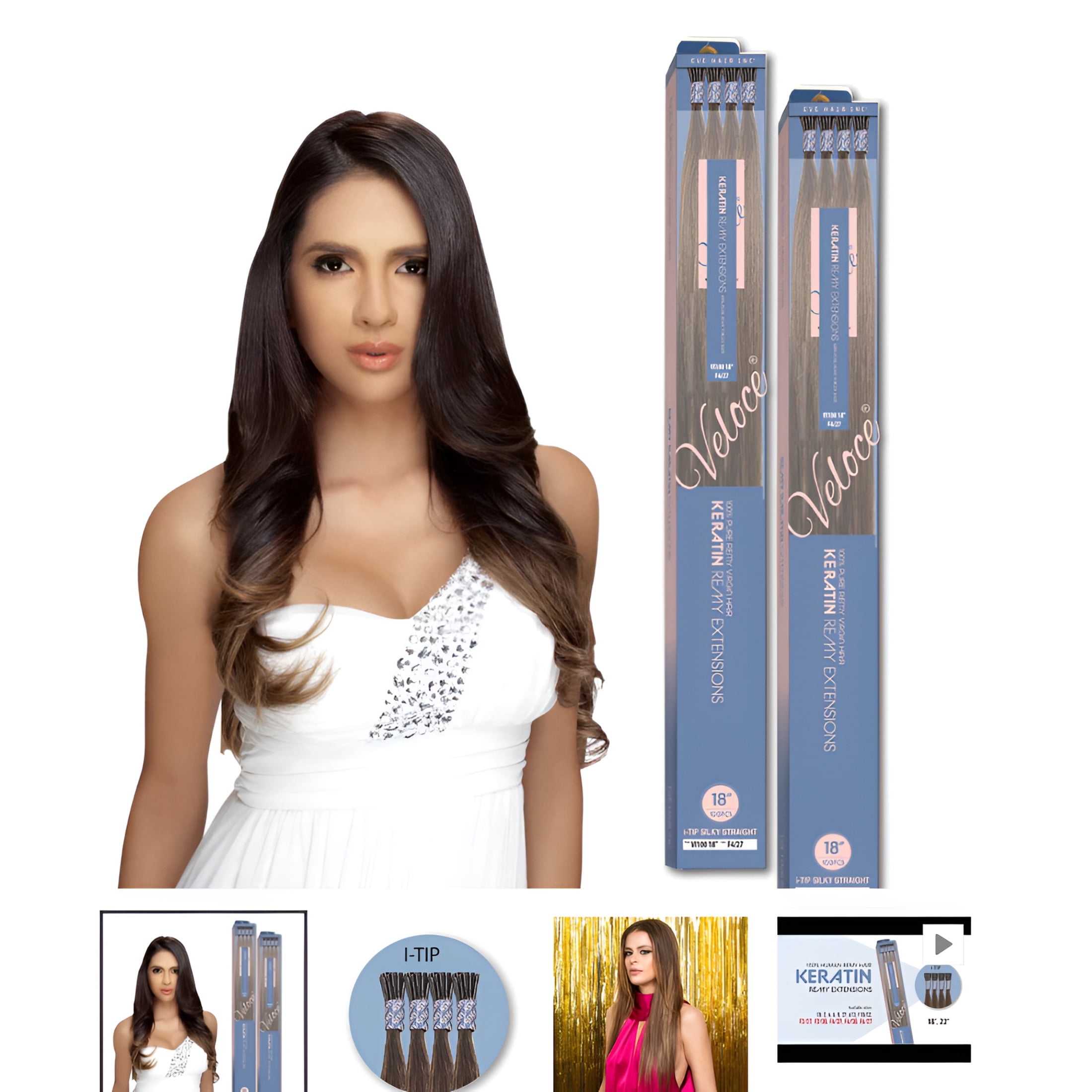 Eve Hair Velcro 100% Remy Keratin i-Tip Silky Straight 18" F4/30 ...