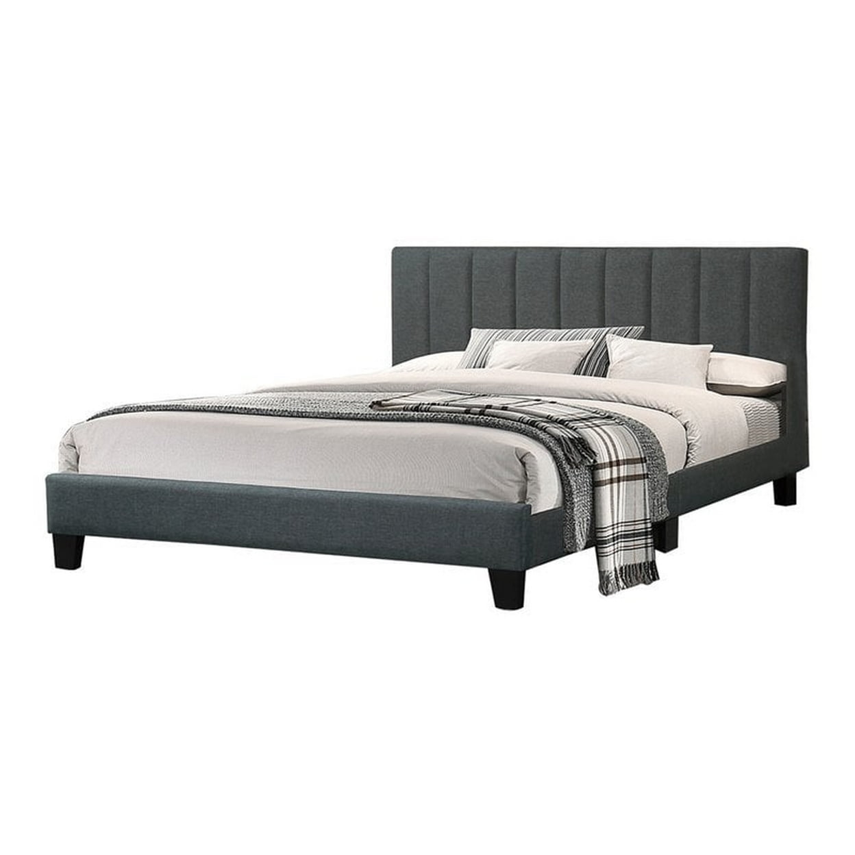Eve Platform California King Bed Channel Tufted Charcoal Gray ...