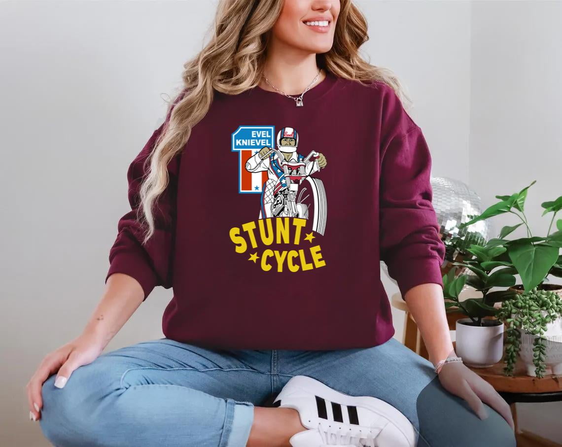 Evel Knievel Sweatshirt with American Motorcycle Stunt Rider Style, for ...