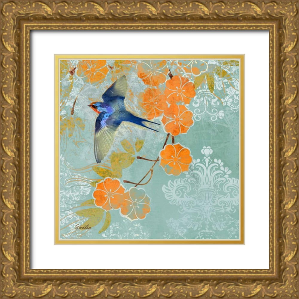 Evelia Designs 15x15 Gold Ornate Wood Framed with Double Matting Museum ...