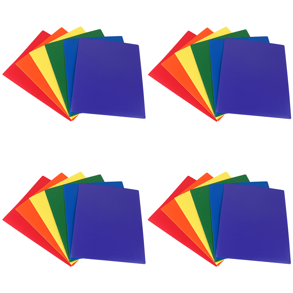 Evelots 24 Pack - 2 Pocket Folders-Heavy Duty Plastic-Business Card ...